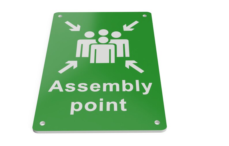 Green and White Rigid Assembly Point Sign 150 Mm X 100 Mm - Etsy UK