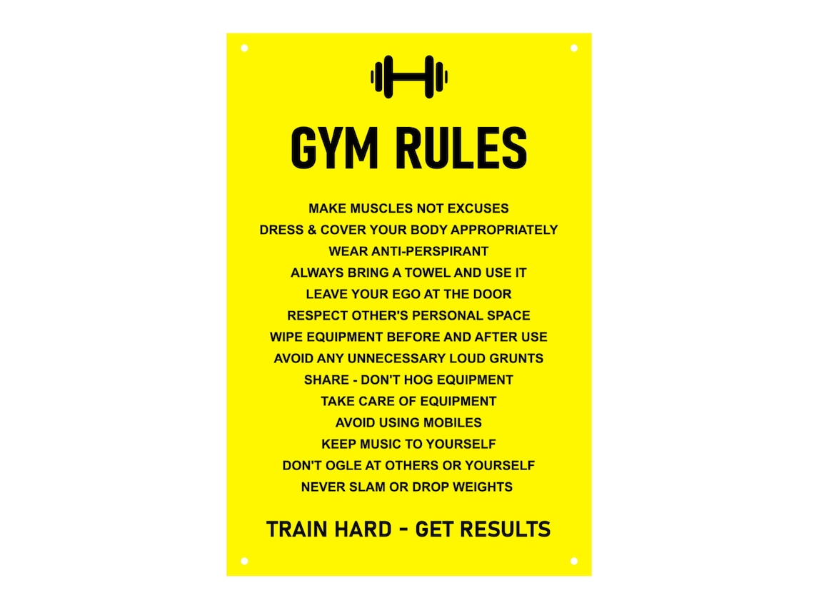 Gym Rules - Etiquette Sign Plaque Notice - Etsy