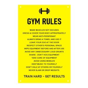 Gym Rules - Etiquette Sign Plaque Notice - Etsy