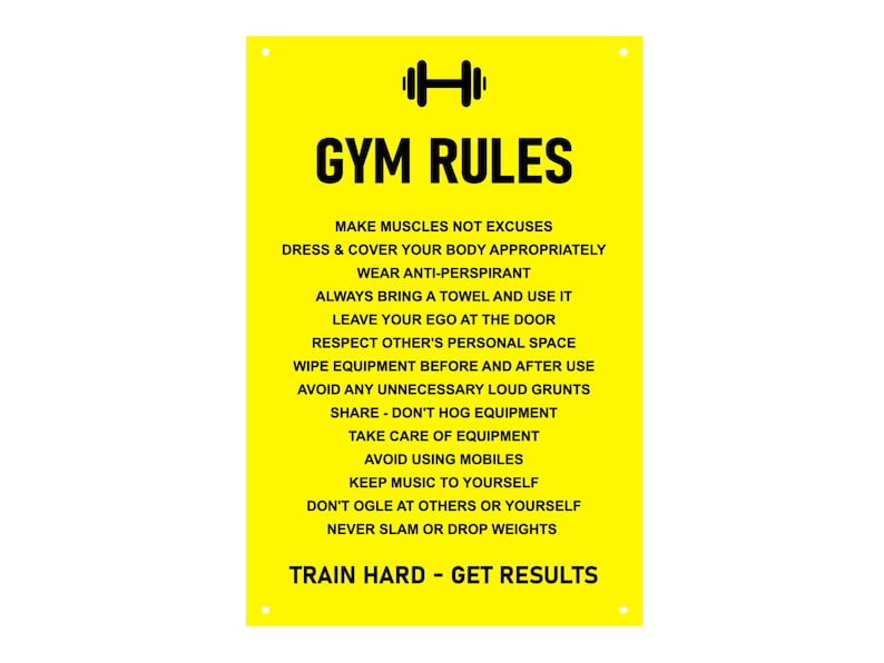 Gym Rules - Etiquette Sign Plaque Notice - Etsy UK