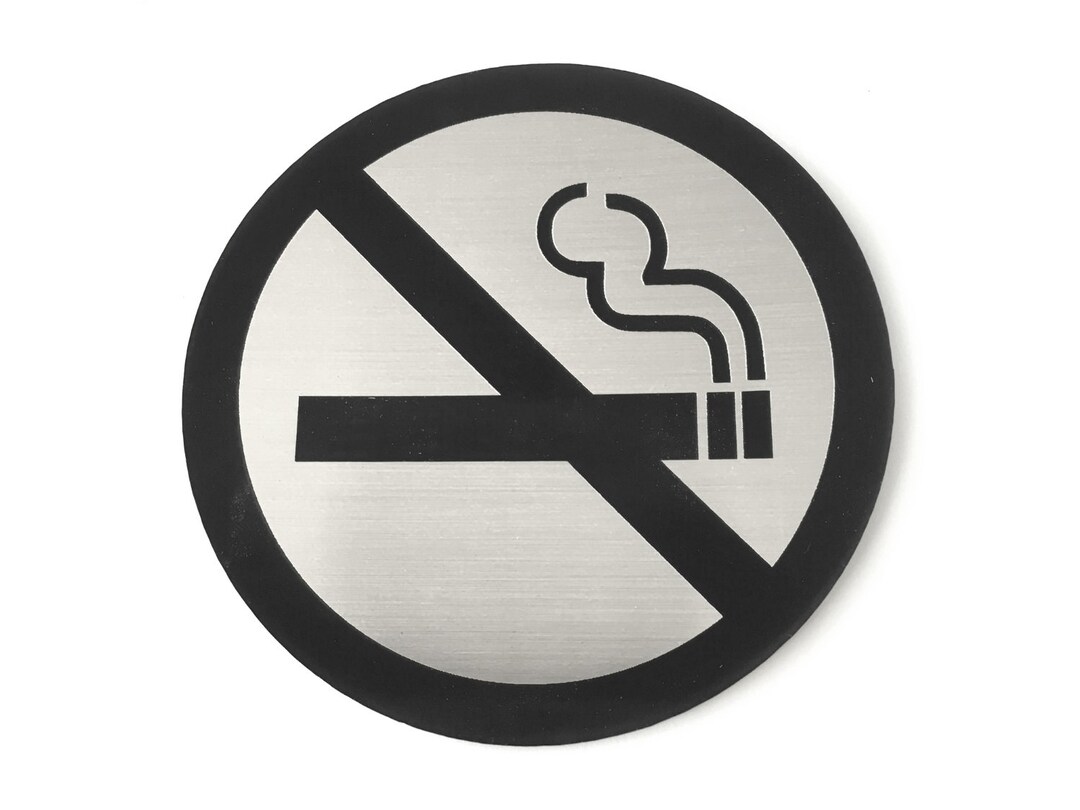 NO SMOKING, Silver, Signs, Stickers - Circular, Metallic Finish, With ...