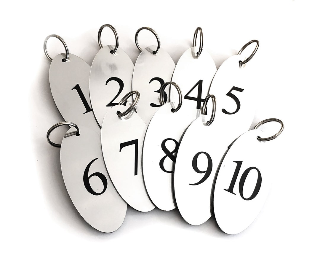 Numbered Key Rings 1 10 Oval Silver Acrylic - Etsy