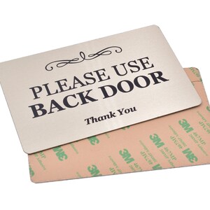 Please Use Back Door Sign - Self Adhesive, Aluminium Metal, Plaque ...