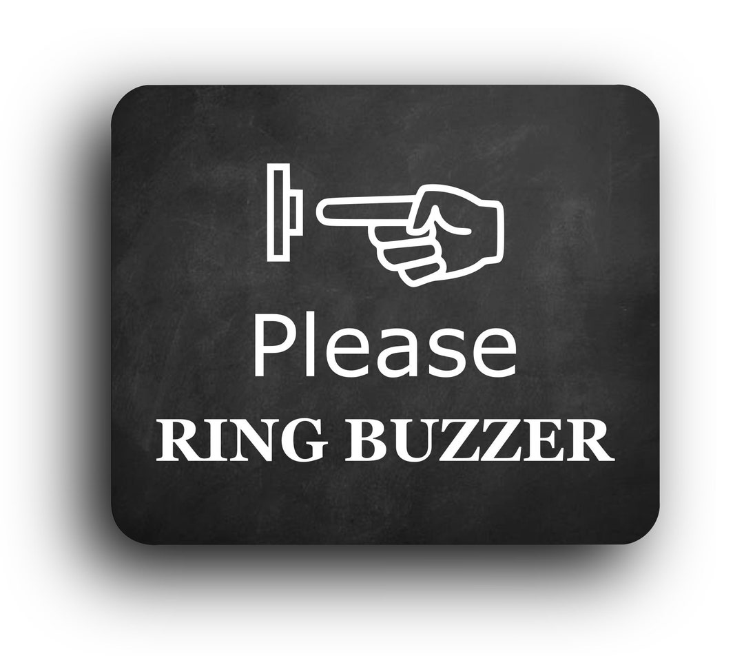Black "please Ring Buzzer" Self-adhesive Sign - UV Printed 120mm X ...