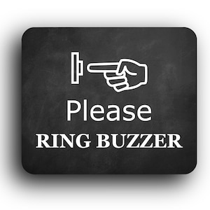 Black "please Ring Buzzer" Self-adhesive Sign - UV Printed 120mm X ...