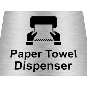 Paper Towel Dispenser Sign Adhesive Sticker Notice, Metallic Silver ...