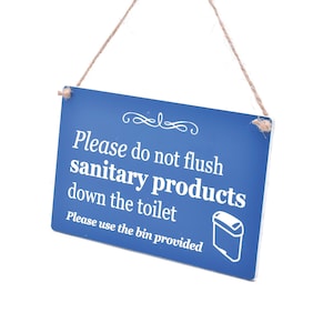 Sanitary Bin Sign for Toilet, Ladies, Loo, Bathroom, W.C - Hanging ...