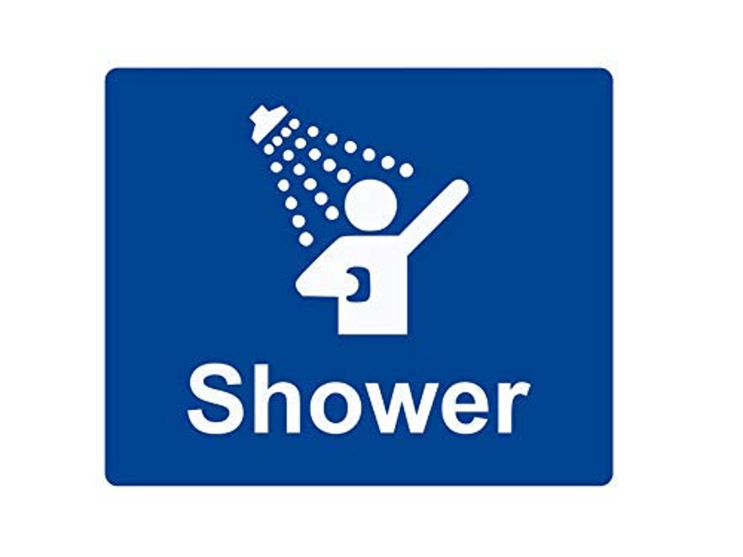 Shower Sign Adhesive Sticker Notice, SILVER/GOLD/BLUE Engraved With ...