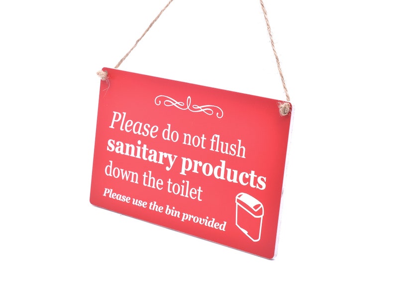 Sanitary Bin Sign for Toilet, Ladies, Loo, Bathroom, W.C - Hanging ...