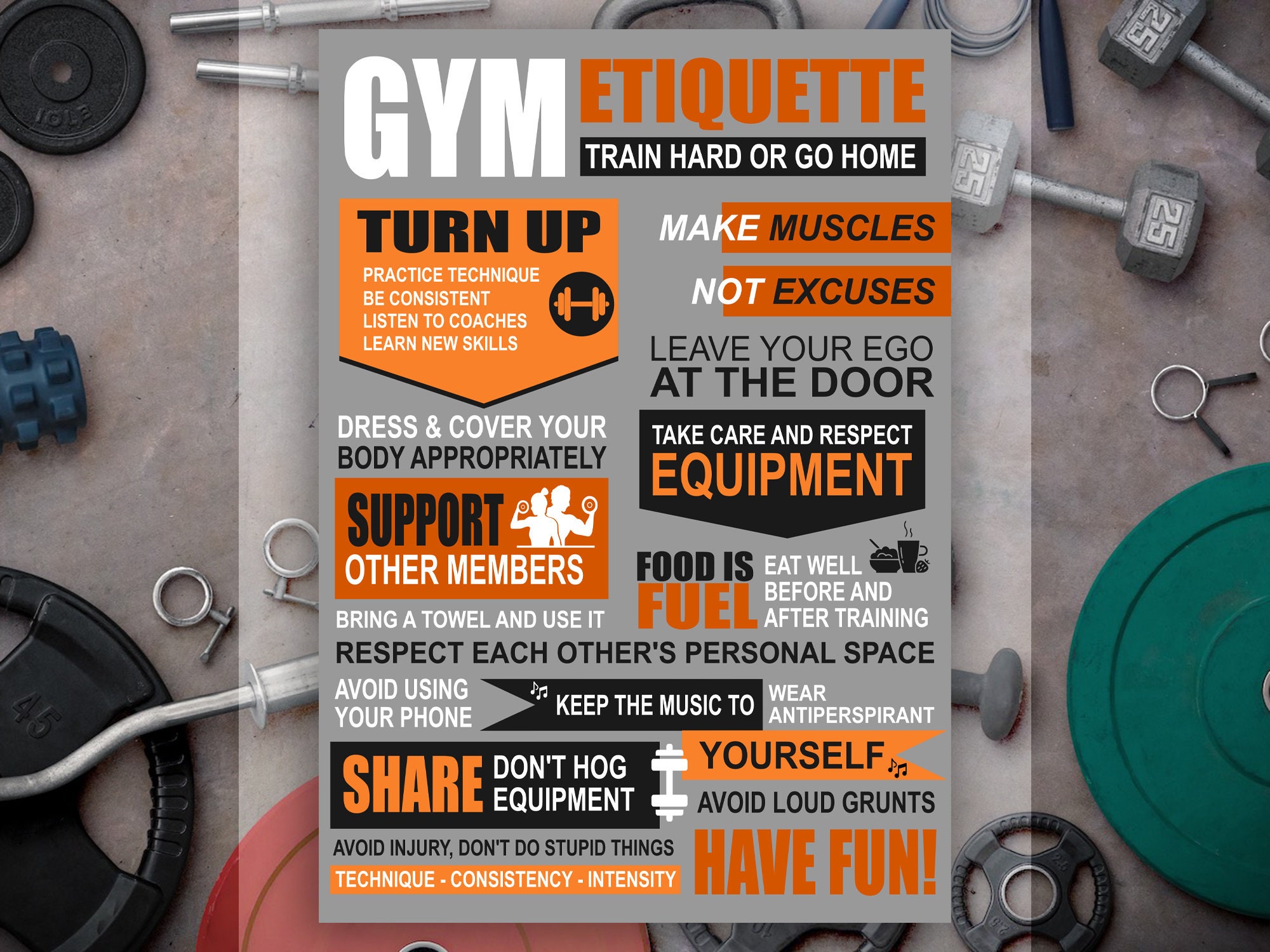 Gym Etiquette A3 Rules Adhesive Sign - Etsy UK