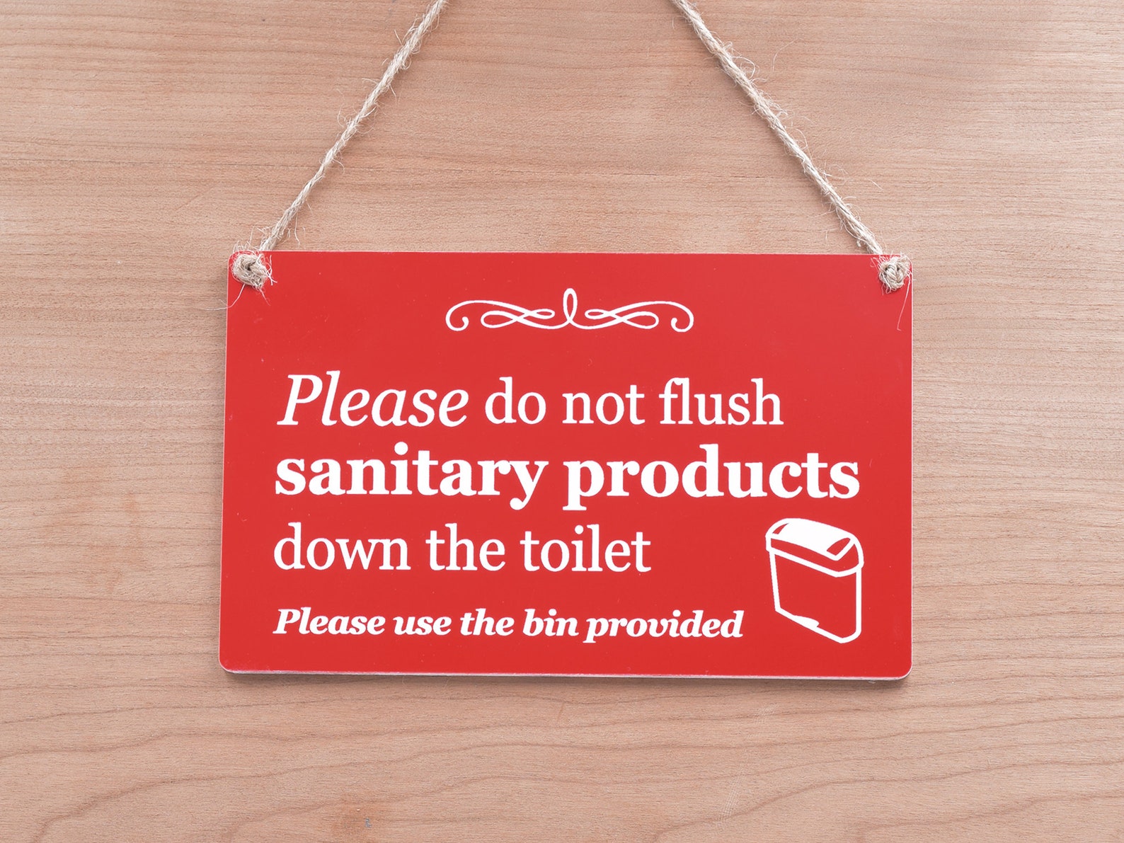 Sanitary Bin Sign for Toilet, Ladies, Loo, Bathroom, W.C - Hanging ...