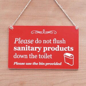 Sanitary Bin Sign for Toilet, Ladies, Loo, Bathroom, W.C - Hanging ...