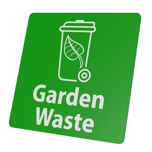 Garden Waste / Garden Rubbish - Adhesive Sign, Wheelie Bin Notice ...