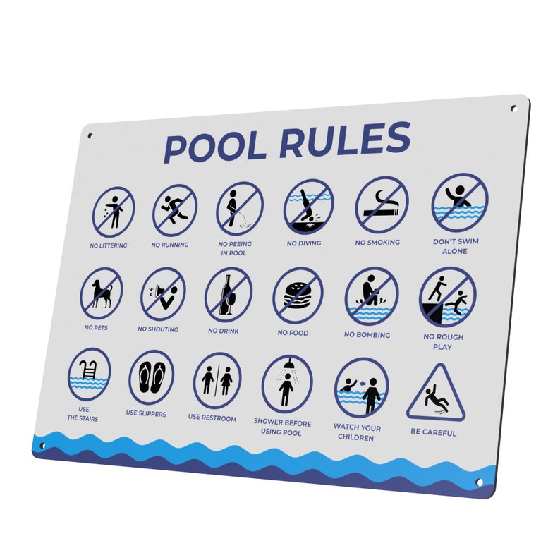 Premium A4 Pool Rules Sign - 3mm Aluminium Composite Panel, UV Printed ...