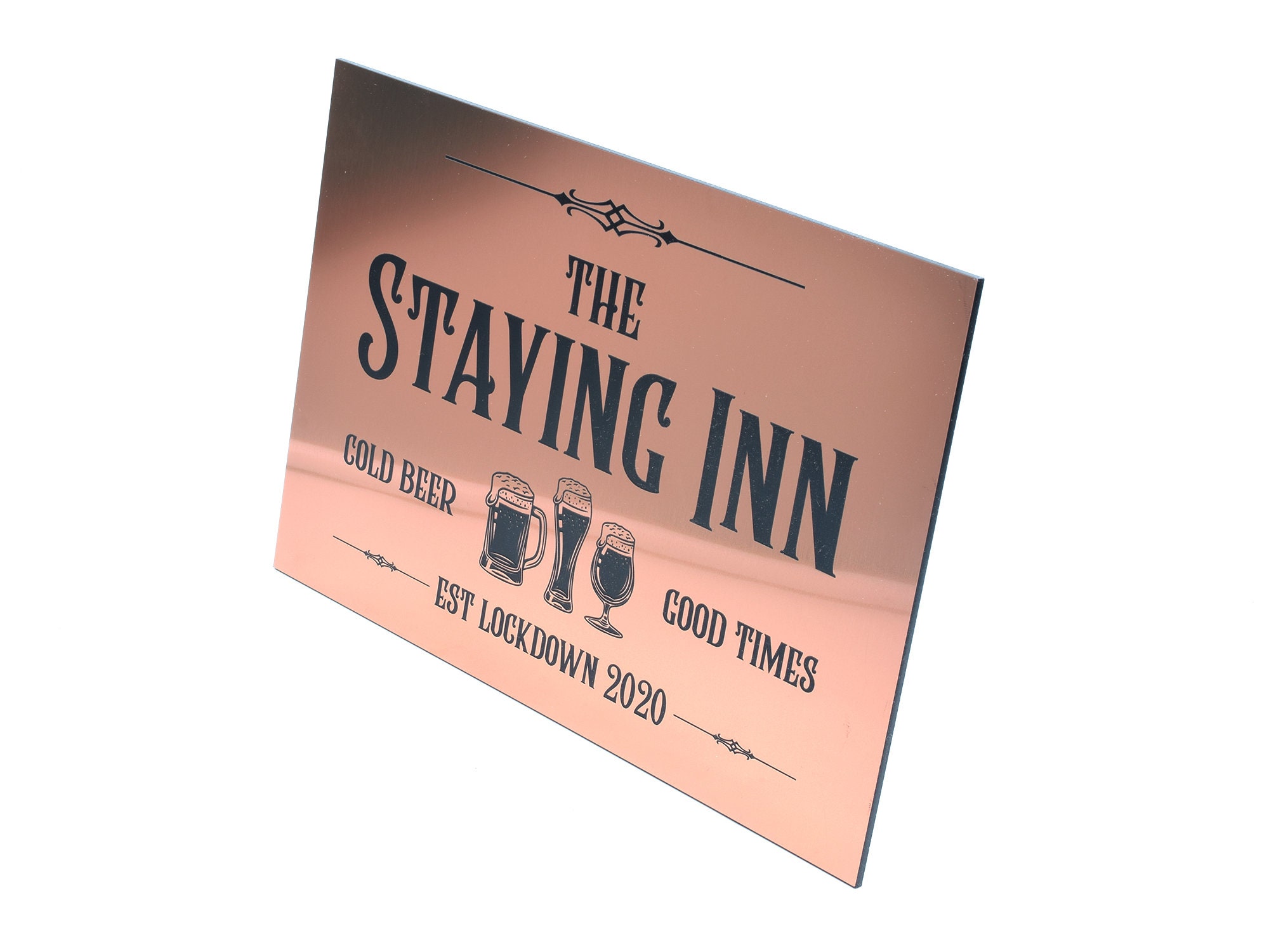 The Staying Inn Novelty Lockdown Bar Sign Metallic Silver / - Etsy
