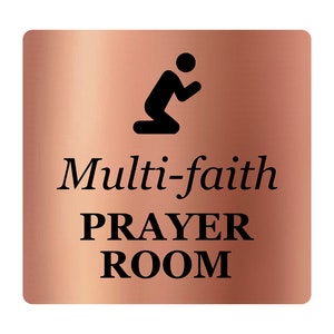 Multi-faith Prayer Room - Adhesive Door Sign, Gold / Silver / Copper or ...