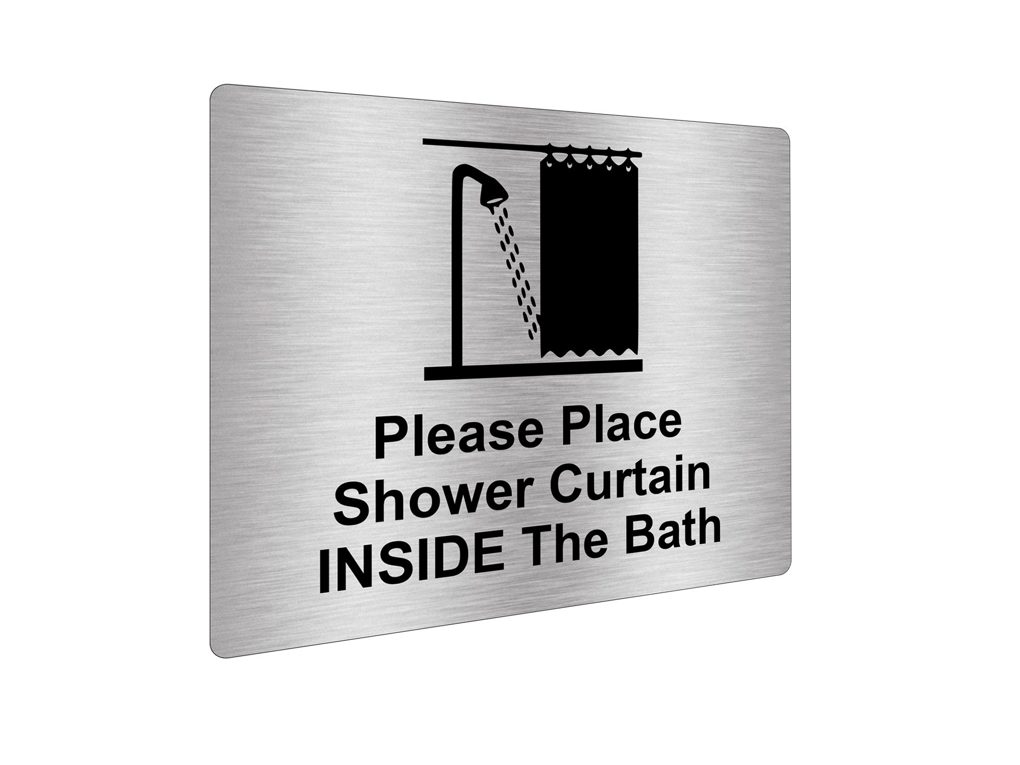 Shower Curtain Sign: Silver Metallic Acrylic Adhesive Notice (12cm X ...