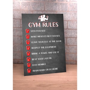 Gym Rules A3 Adhesive Sign - Etsy