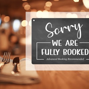 Sorry Fully Booked Sign | Shop Window Door - Etsy