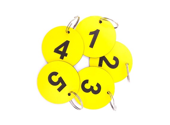 Office & Desk Storage Circular Numbered 1-5 Acrylic Key Fobs Yellow ...