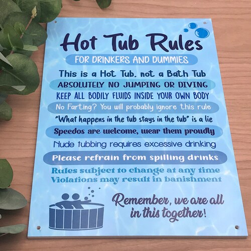 Hot Tub Rules Sign Personalized Outdoor Decor Hot Tub Sign - Etsy