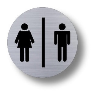 Elegant Toilet Sign - 70mm Circular - Metallic Steel Finish - Etsy