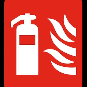 Red and White Fire Extinguisher Sign, High Strength Adhesive Backing ...