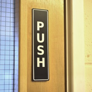 PUSH & PULL - Adhesive, Black and White, Door Signs, for Business ...
