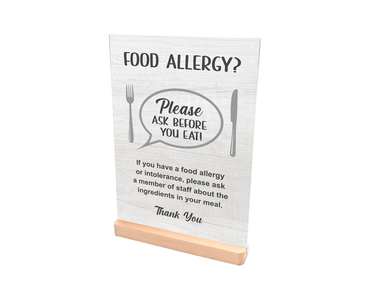 Food Allergy Sign Notice for Allergies and Intolerances - Etsy