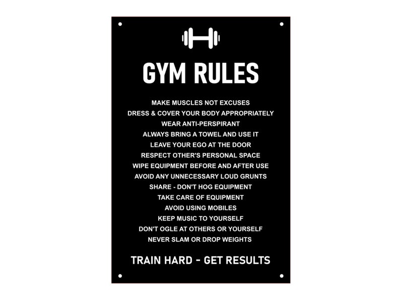 Gym Rules - Etiquette Sign Plaque Notice - Etsy