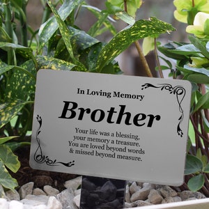 Engraved Brother Memorial Plaque Stake - Etsy