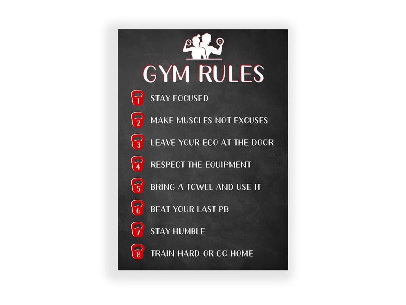 Gym Rules A3 Adhesive Sign - Etsy UK