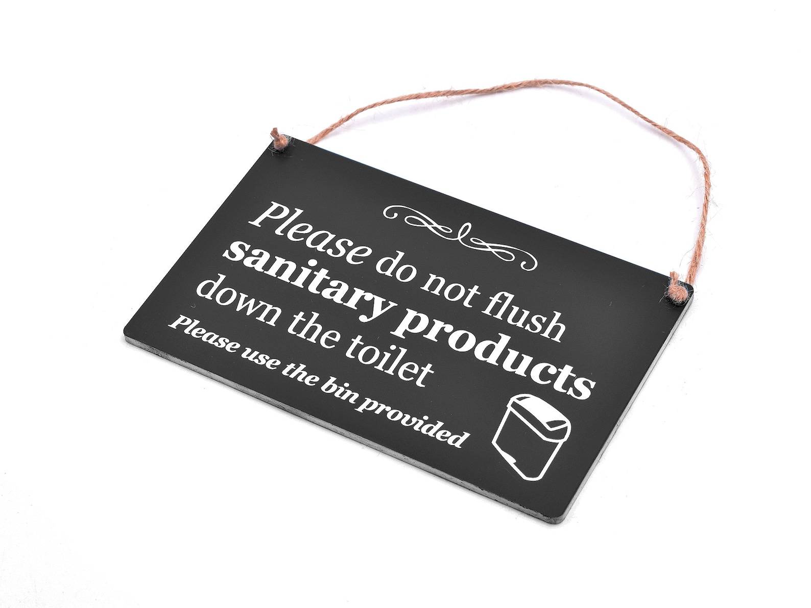 Sanitary Bin Sign for Toilet, Ladies, Loo, Bathroom, W.C - Hanging ...