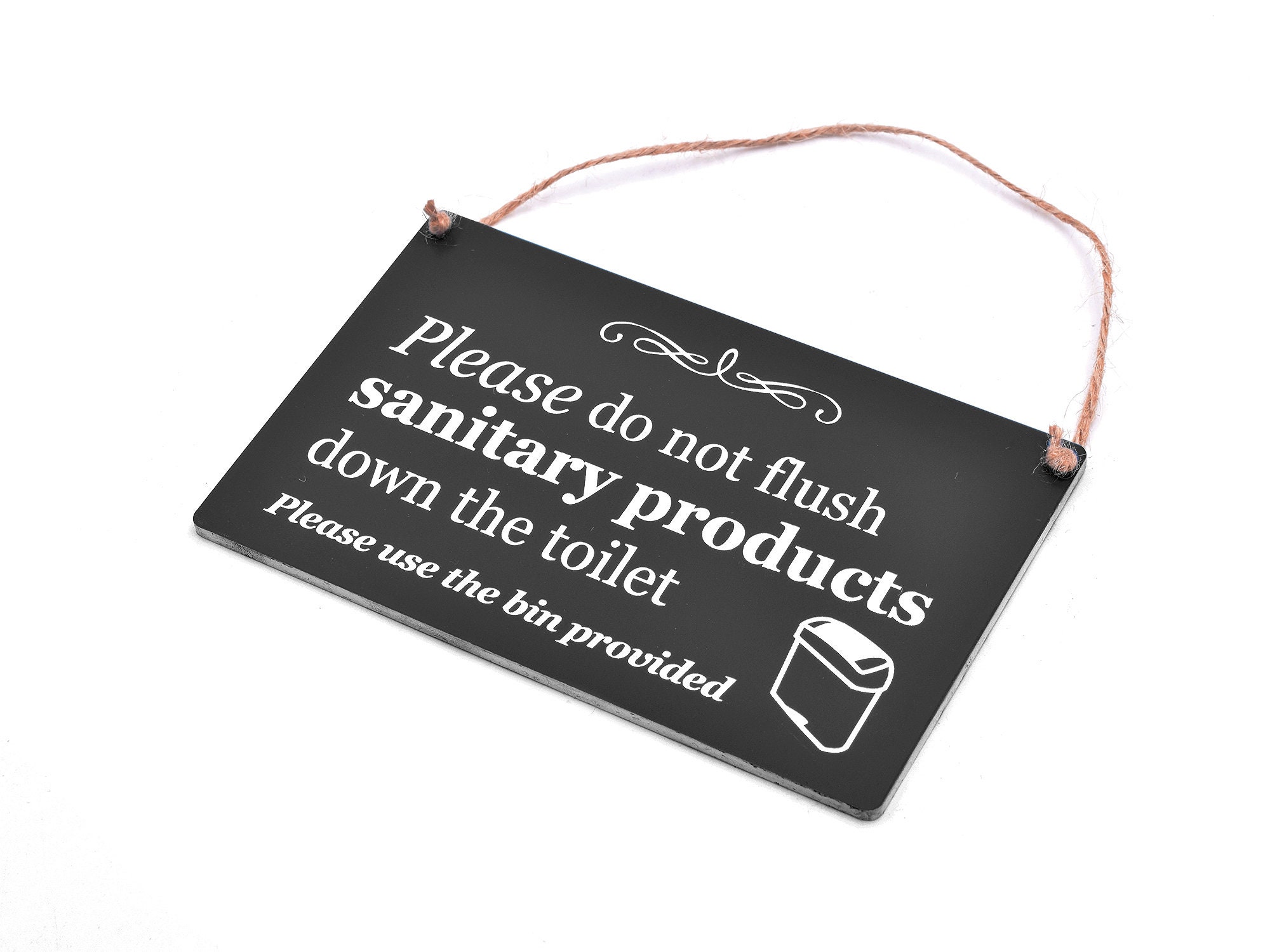 Sanitary Bin Sign for Toilet, Ladies, Loo, Bathroom, W.C - Hanging ...