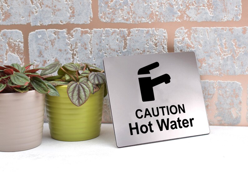 Caution Hot Water Sign Adhesive Sticker - Etsy