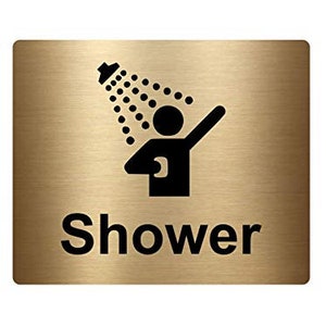 Shower Sign Adhesive Sticker Notice, SILVER/GOLD/BLUE Engraved With ...