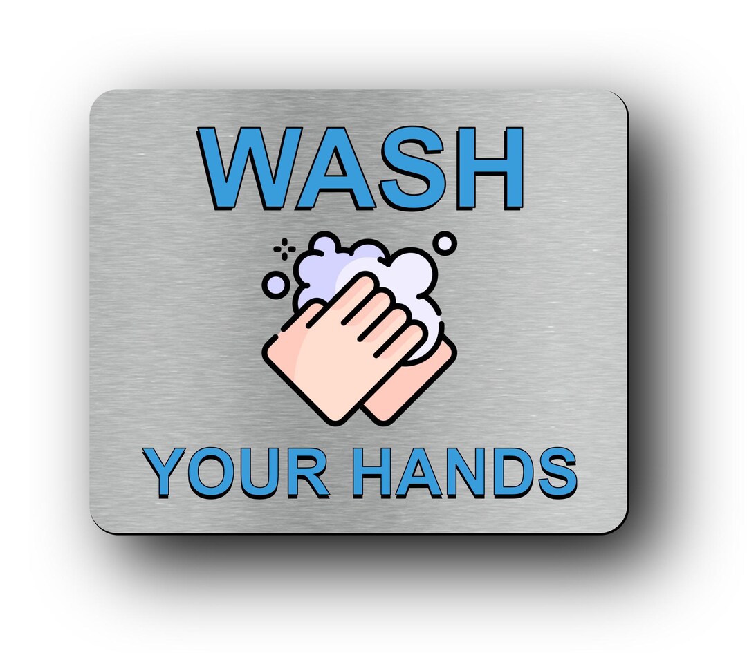 Silver Aluminum "wash Your Hands" Sign With Icon | Hygienic Reminder ...