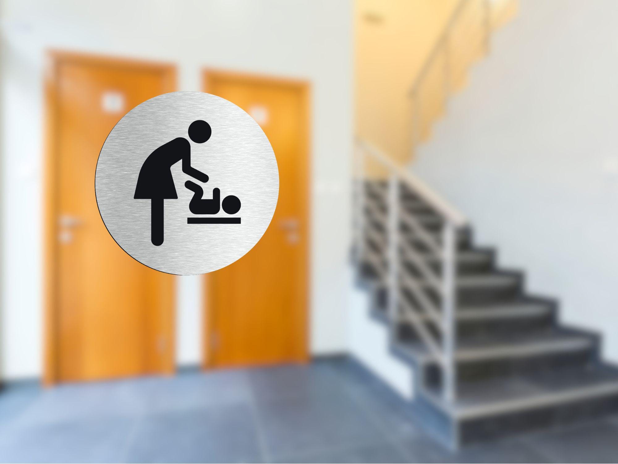 Silver Baby Changing Sign: 70mm Adhesive-backed Circle - Etsy