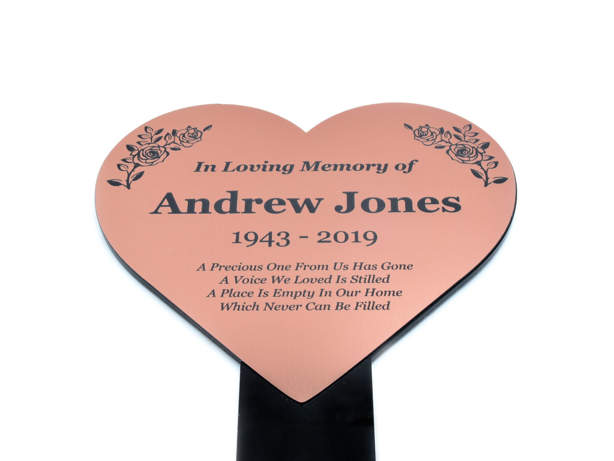 Personalised Metallic Heart Memorial Plaque Stake Grave | Etsy