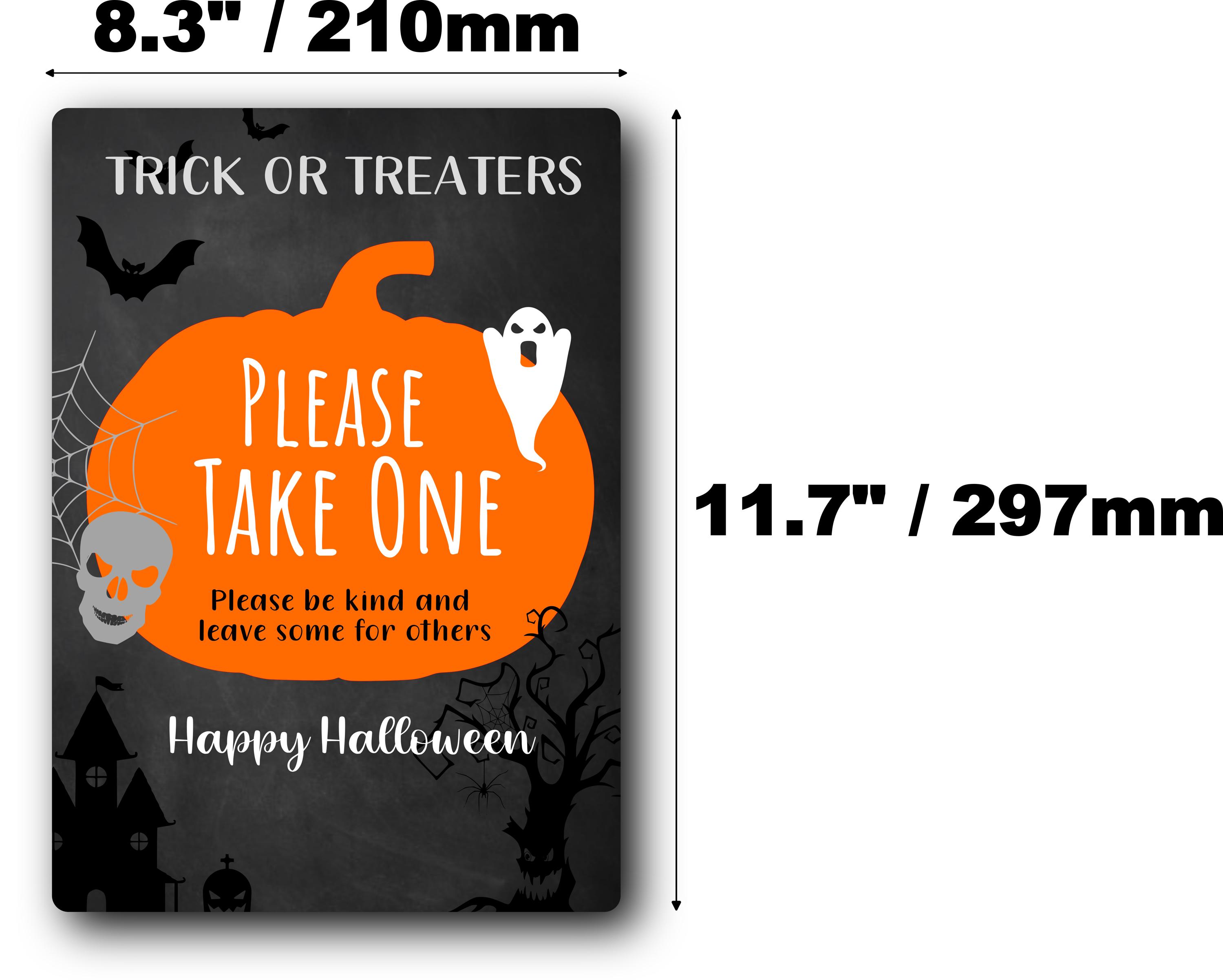 Halloween Trick or Treat Sign: "please Take One" Candy Bowl Display - Etsy