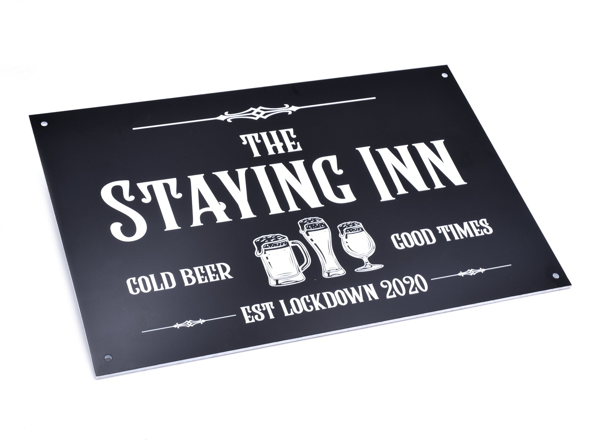 The Staying Inn Novelty Lockdown Bar Sign Black & White - Etsy UK