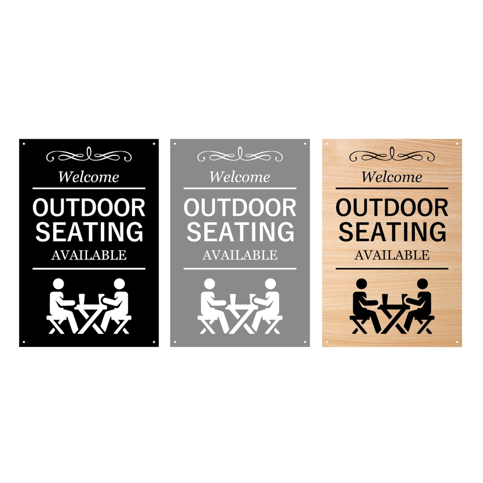 OUTDOOR SEATING AVAILABLE Sign Black / Grey / Wood Effect - Etsy UK