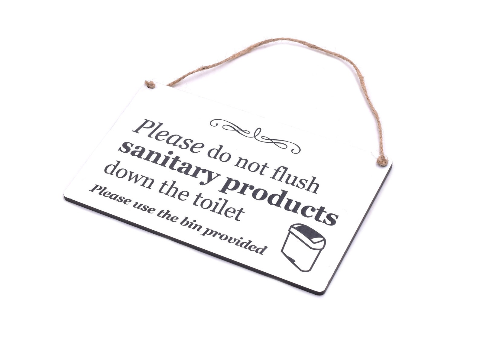 Sanitary Bin Sign for Toilet, Ladies, Loo, Bathroom, W.C - Hanging ...