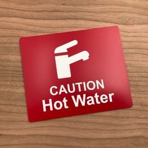 Caution Hot Water Sign Adhesive Sticker - Warning Sign, Sticker, Silver ...