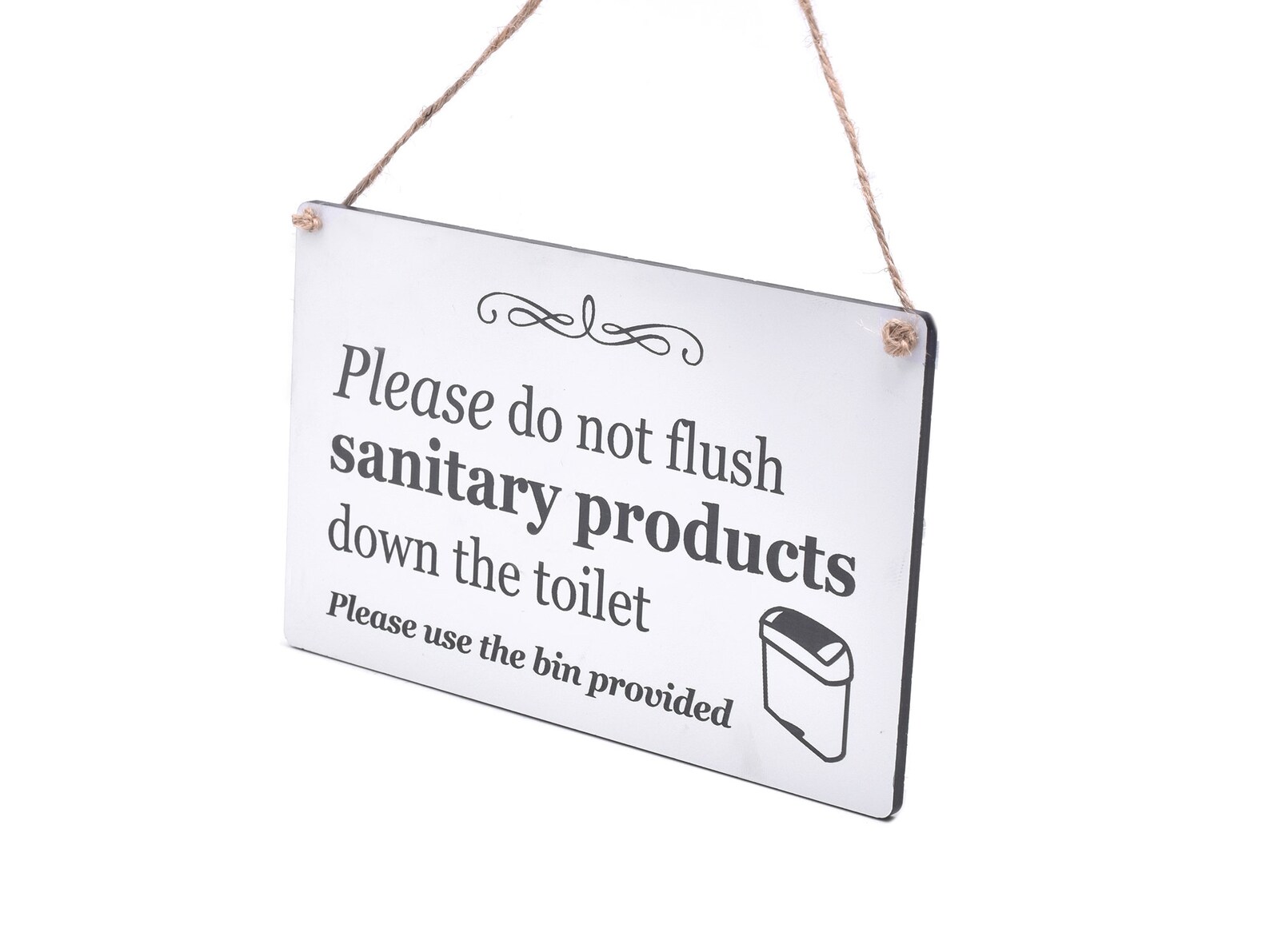 Sanitary Bin Sign for Toilet, Ladies, Loo, Bathroom, W.C - Hanging ...