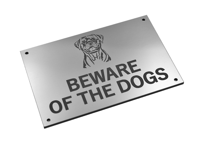 Beware of the Dog / Dogs Sign, Warning Notice - Various Breeds, Gold ...