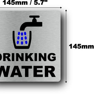 Metallic Silver Drinking Water Sign: UV Printed Aluminum, Self-adhesive ...