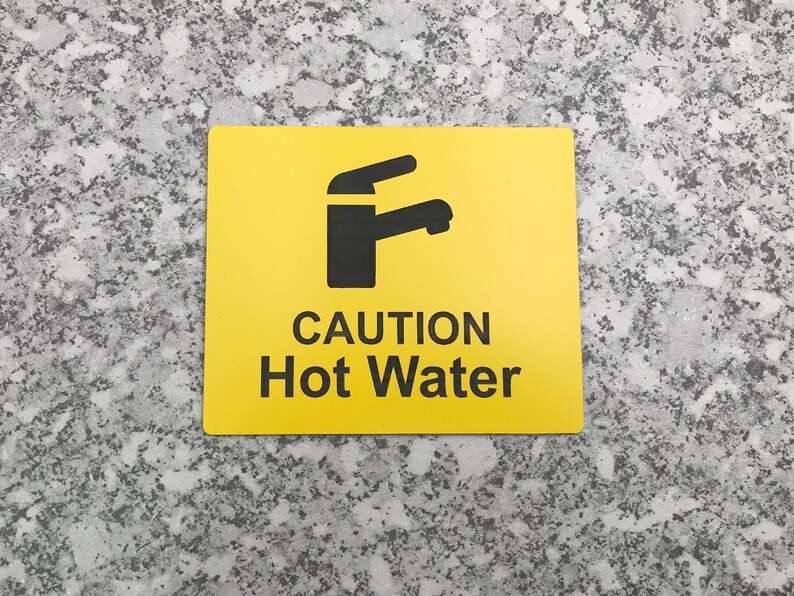 Caution Hot Water Sign Adhesive Sticker - Etsy