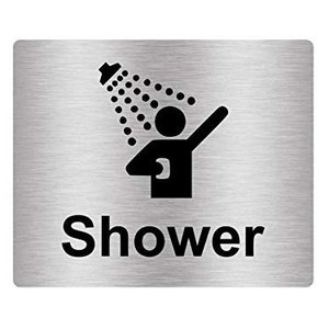 Shower Sign Adhesive Sticker Notice, SILVER/GOLD/BLUE Engraved With ...