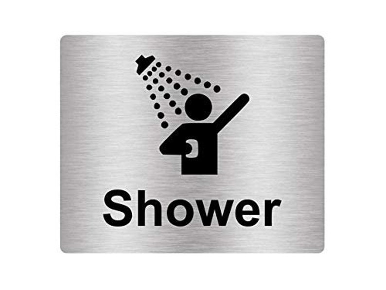 Shower Sign Adhesive Sticker Notice SILVER/GOLD/BLUE Engraved - Etsy